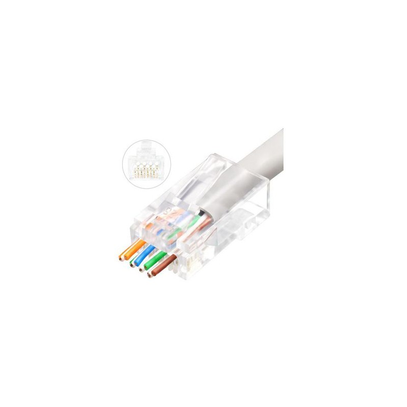 Fichas RJ45 8P8C, CAT6, 50 Pcs